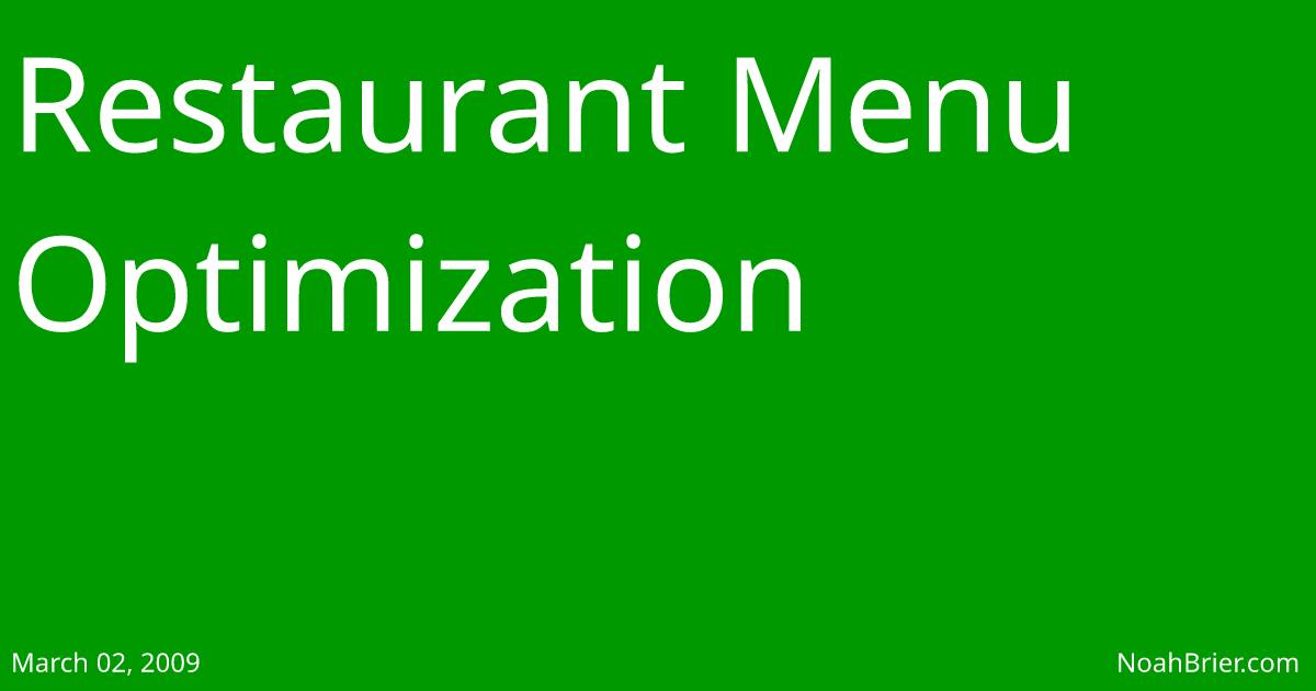 Restaurant Menu Optimization