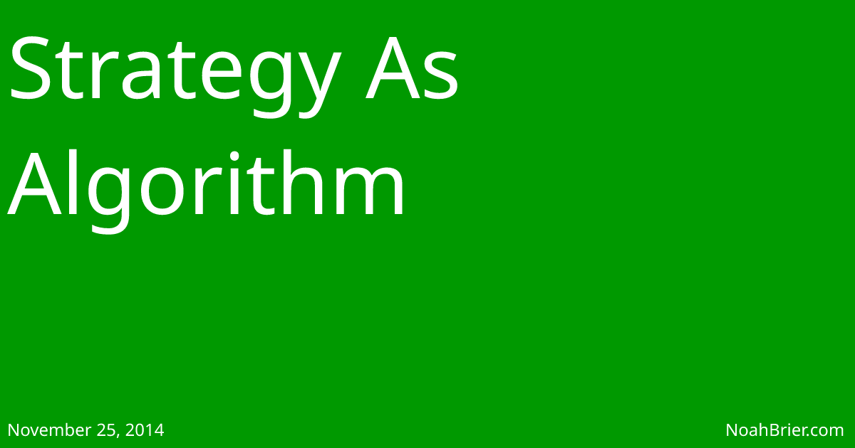 Strategy as Algorithm